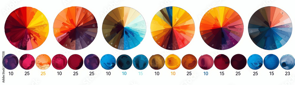 Minimalist Vector Pie Charts with Segments for Infographics, Colorful ...