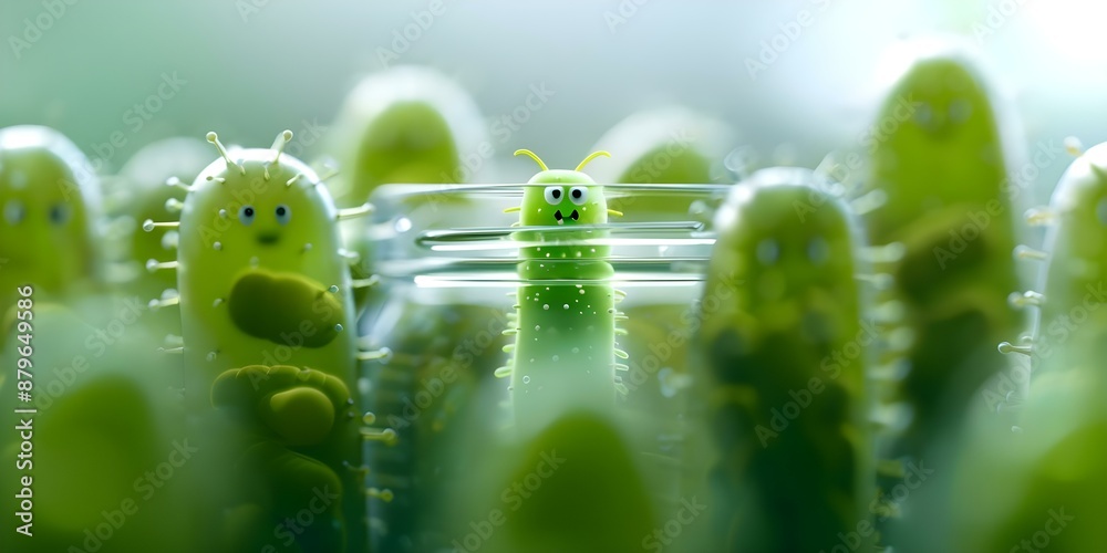 Probiotic characters representing gut health and wellness, promoting ...