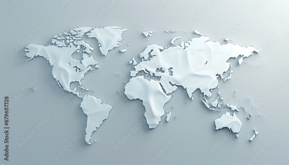 3D surface of earth planet. Map of the planet. World map with ...