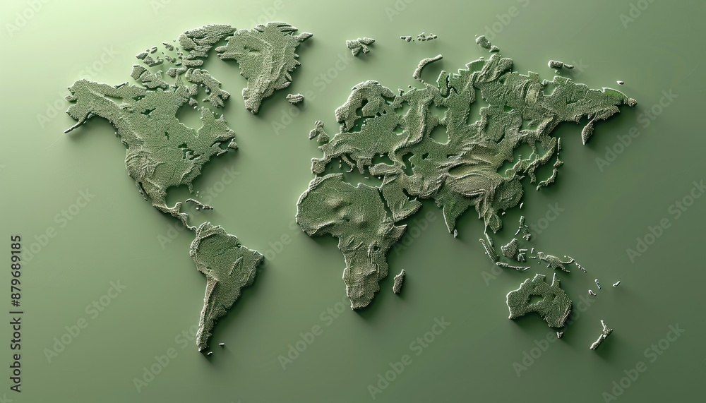 3D surface of earth planet. Map of the planet. World map with ...