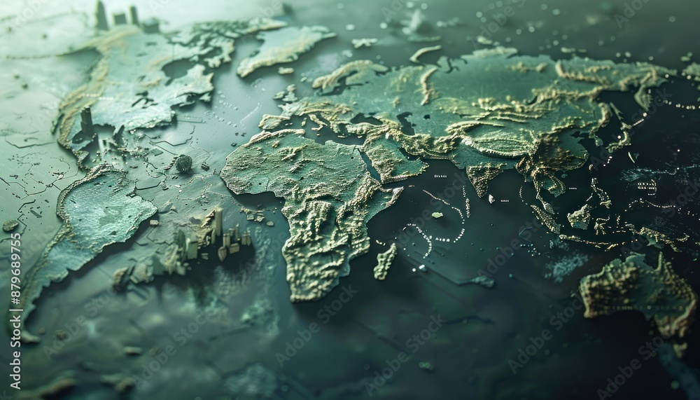 3D surface of earth planet. Map of the planet. World map with ...