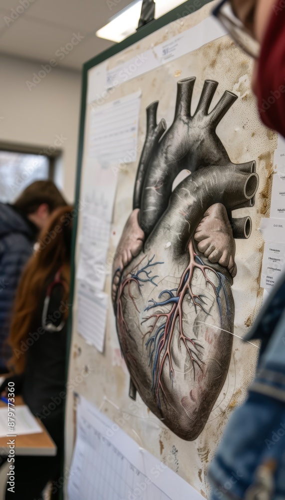 Detailed Anatomical Chart of the Heart in Classroom for Medical ...