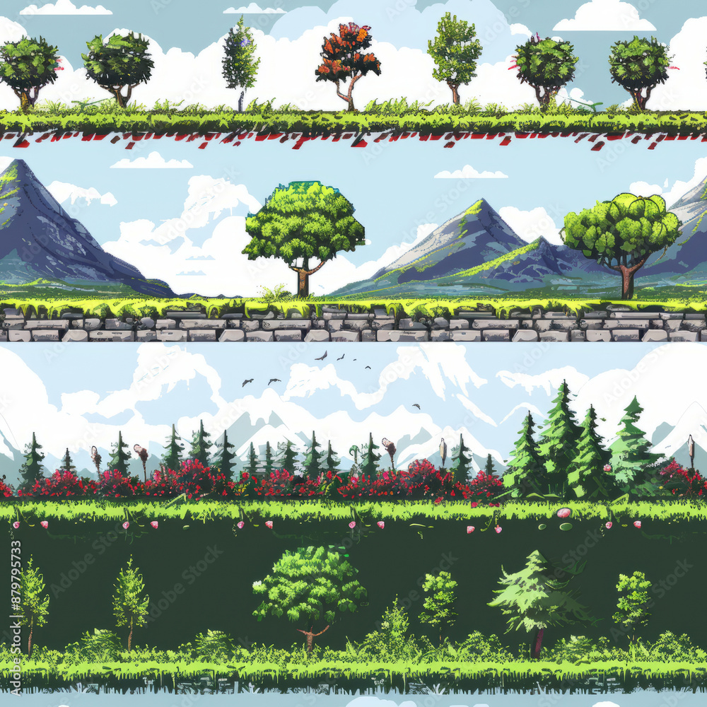 Ilustración de Stock 16-bit pixel art, grass tileset, sprite, sprite ...