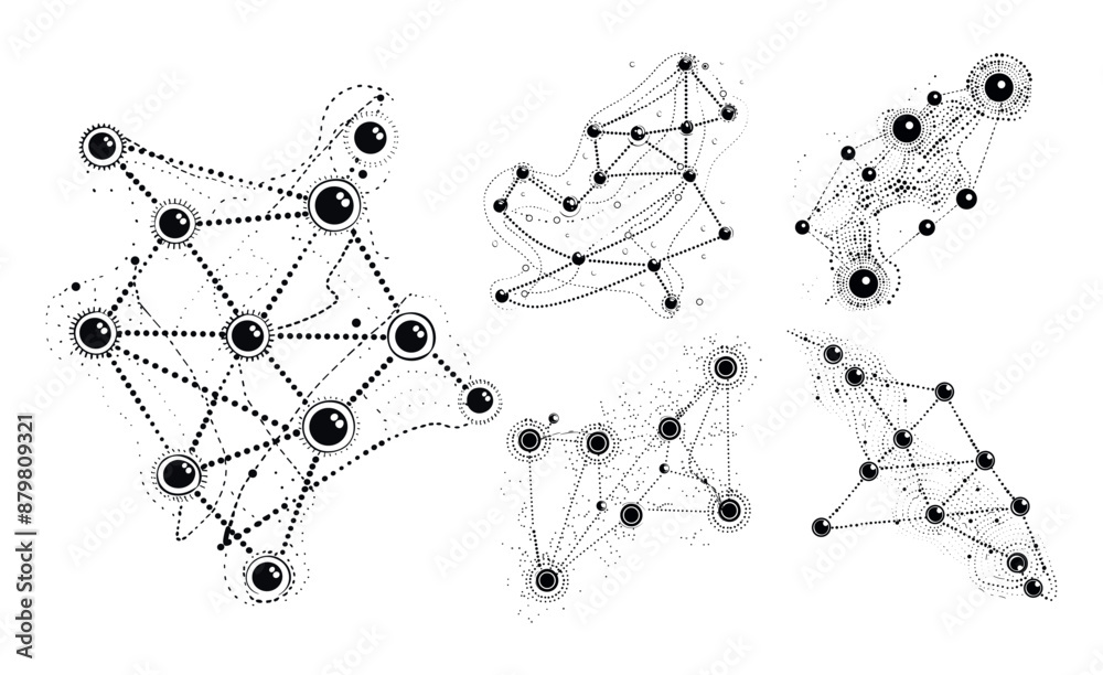 Strategy plan ink sketch vector set. Points lines pin bars markers ...