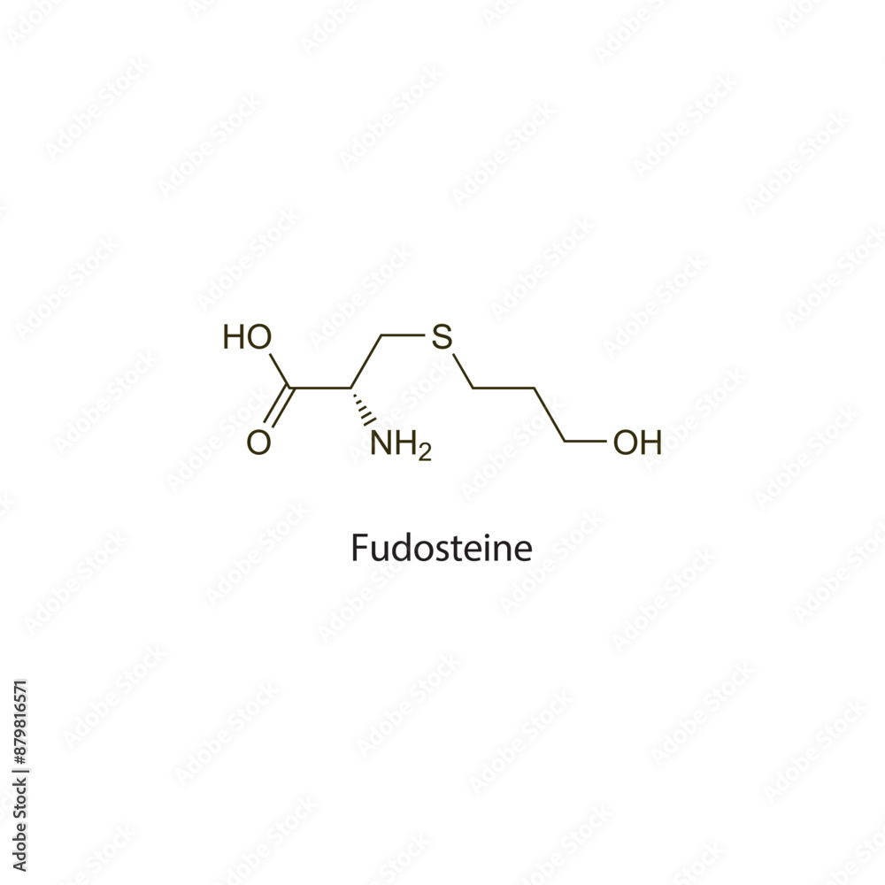 Fudosteine flat skeletal molecular structure Mucoactive agent drug used ...
