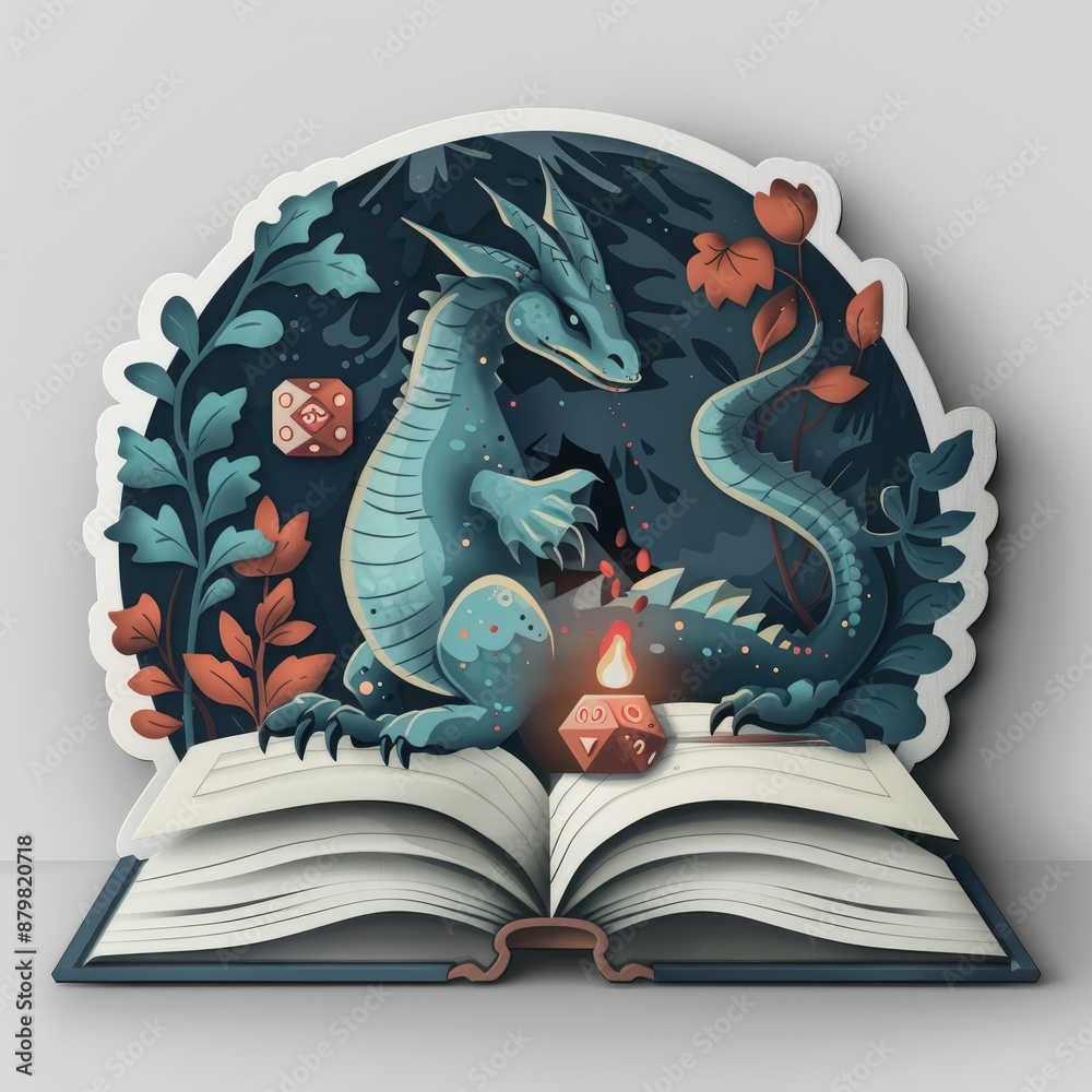 simple flat, minimalistic illustration of a fantasy and role-playing ...
