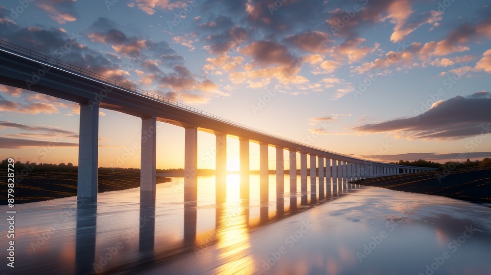 Elevated highway crossing over a river, innovative bridge design ...