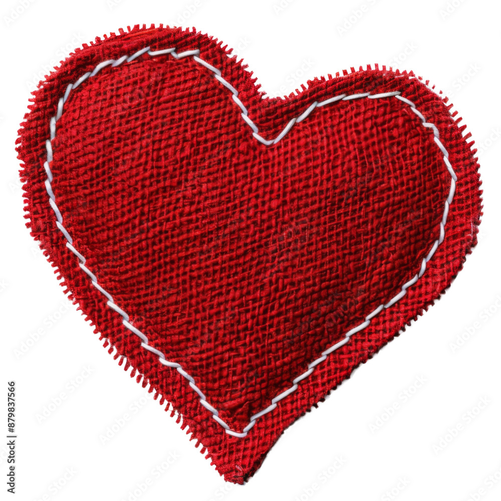Embroidered red heart patch badge isolated on transparent background ...