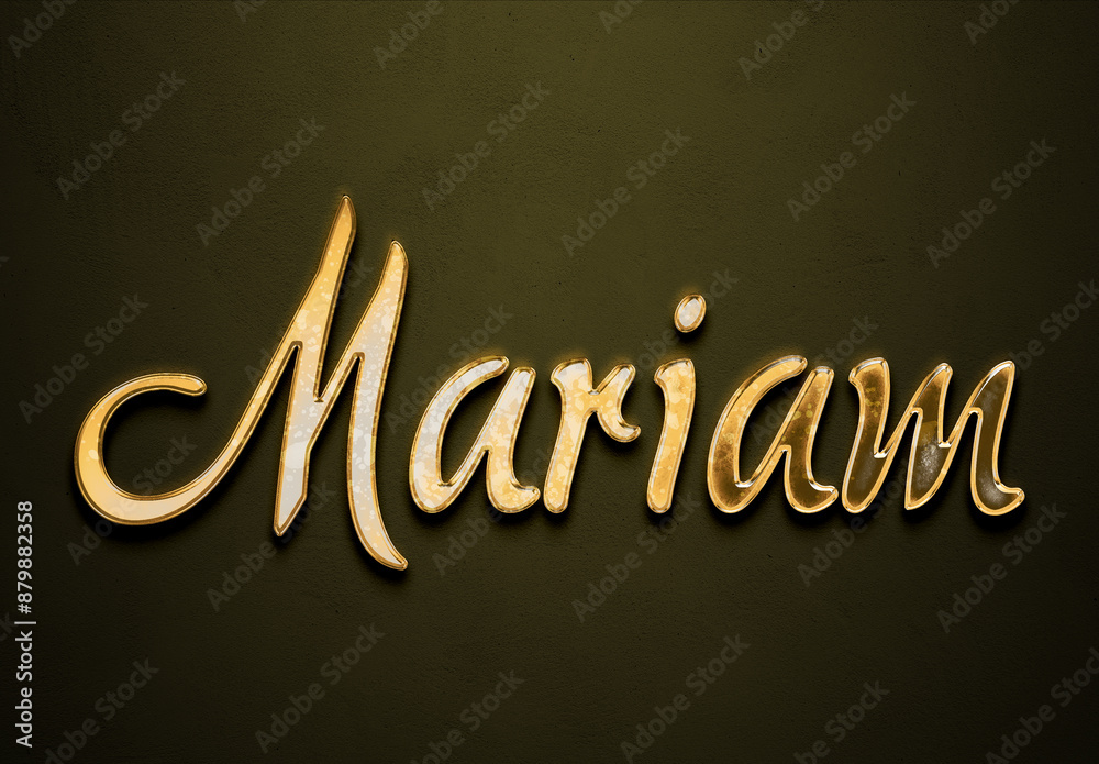 Old gold text effect of Arabic name Mariam with 3D glossy style Mockup ...