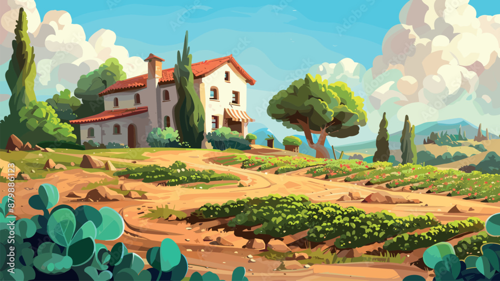 Sustainable Agriculture Farm Cartoon Background Environment for ...