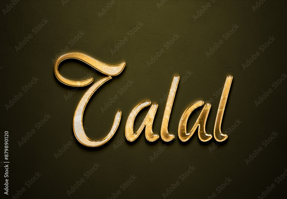 Ilustración de Stock Old gold text effect of Arabic name Talal with 3D ...