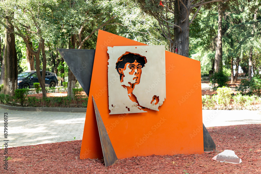 Monument to Shalva Kikodze, a famous Georgian painter at the 9 April ...