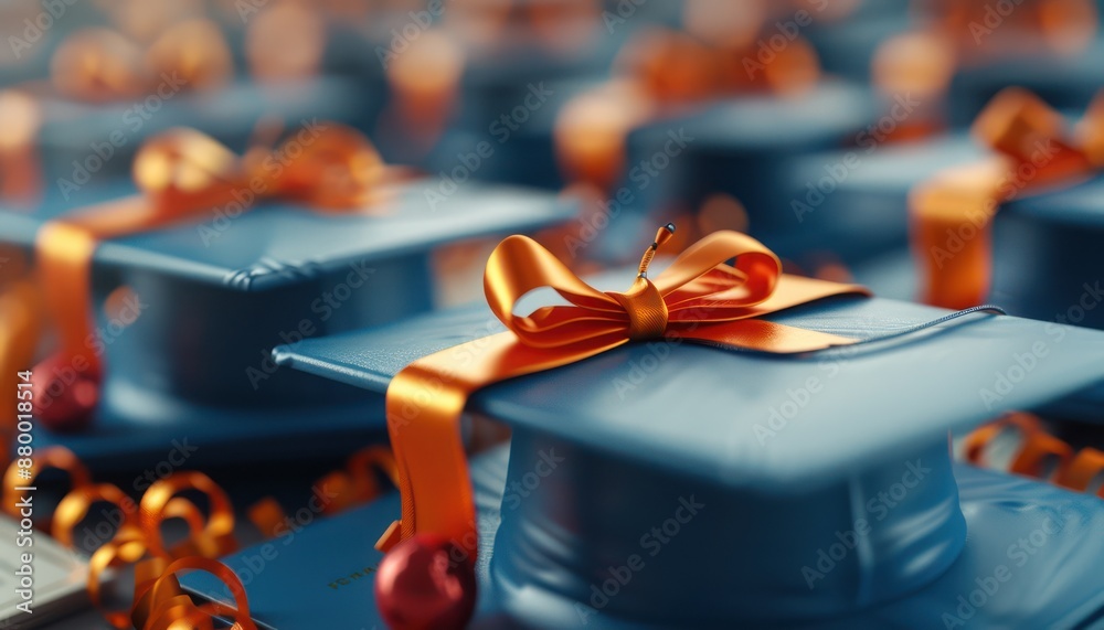Graduation Caps with Certificates and Ribbons A Symbol of Achievement ...