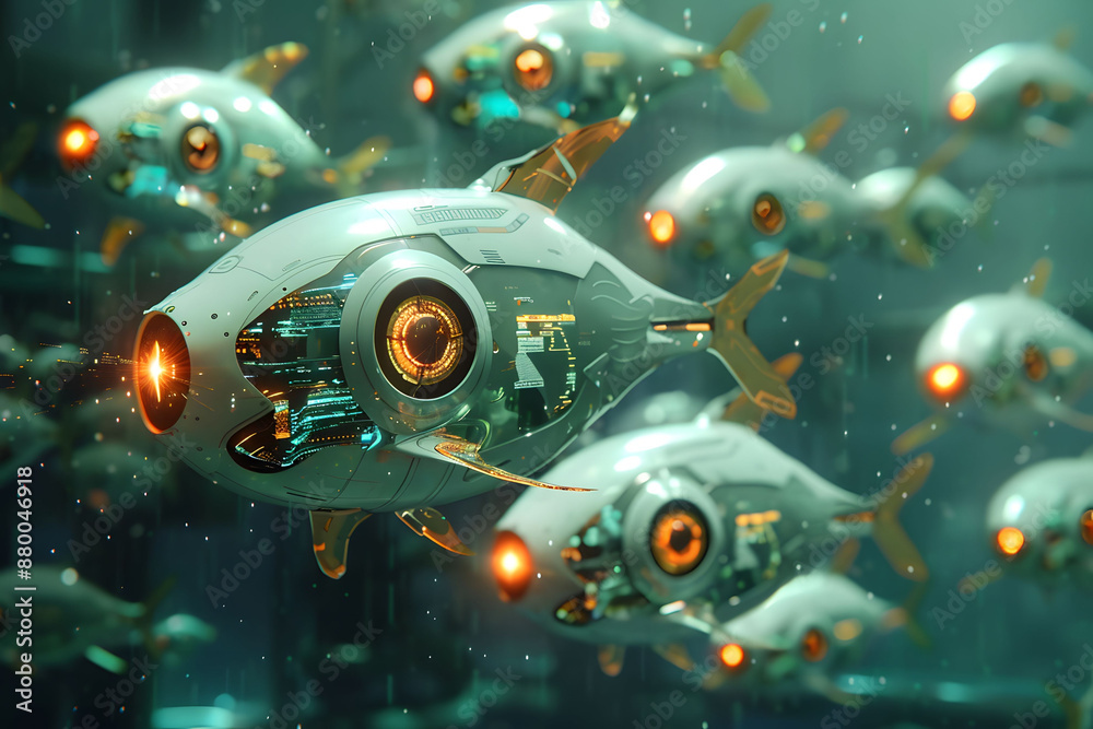 Robot Fish with LED Eyes, Holographic Fins, and Metallic Scales in ...