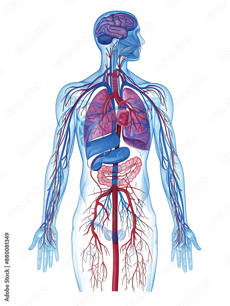 Detailed anatomical illustration of human heart and lungs highlighting ...