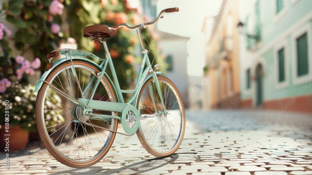 Vintage curvy bicycle with a charming, retro appearance, set in a ...