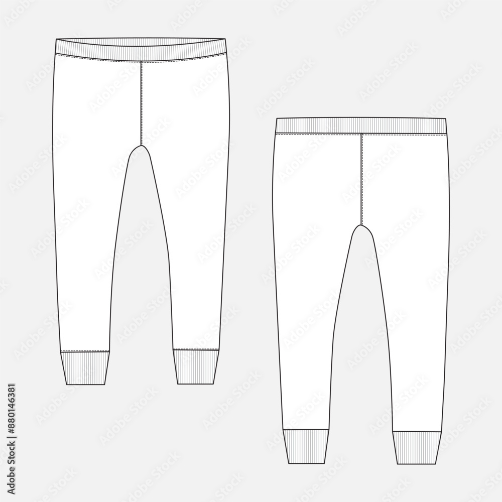 Leggings pant technical drawing fashion flat sketch vector illustration ...