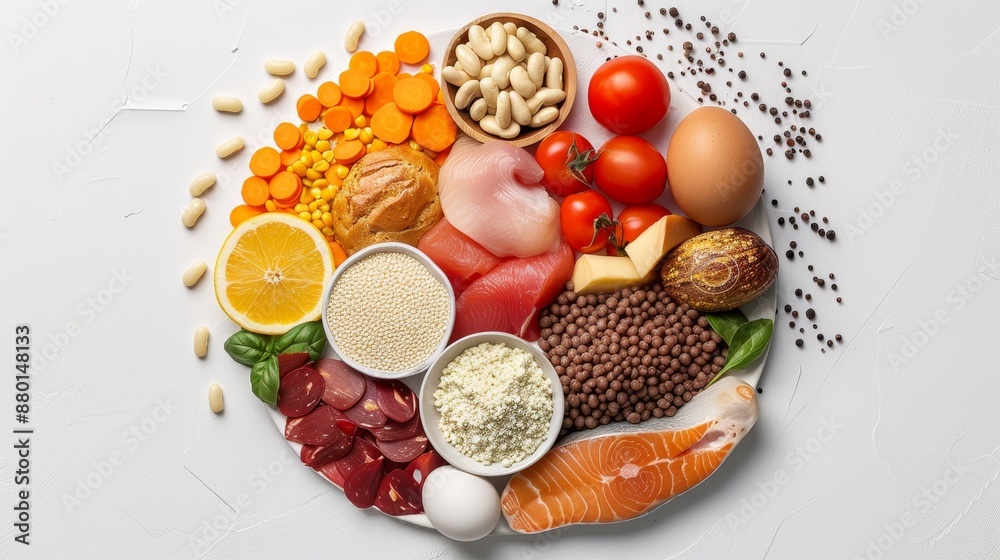 Set of Main food groups ,macronutrients, Carbohydrates, fats, proteins ...