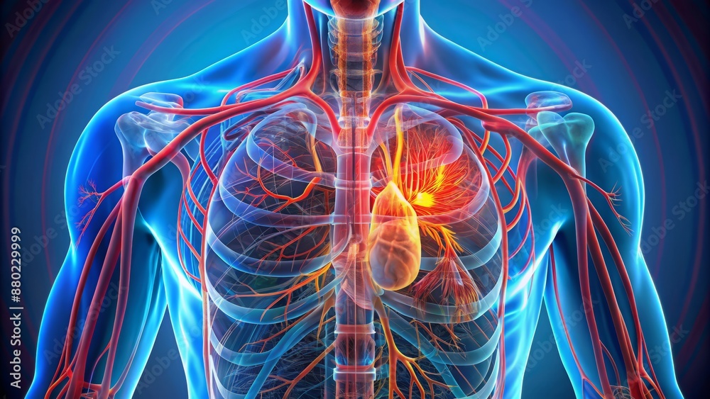 Vibrant 3D computer generated illustration depicting detailed structure ...