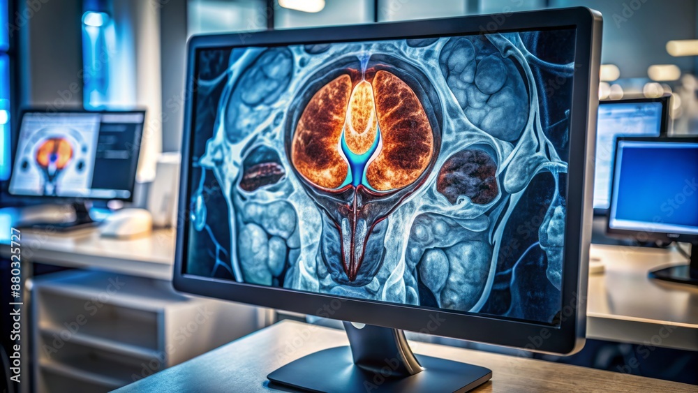 High-resolution medical imaging display shows detailed view of prostate ...