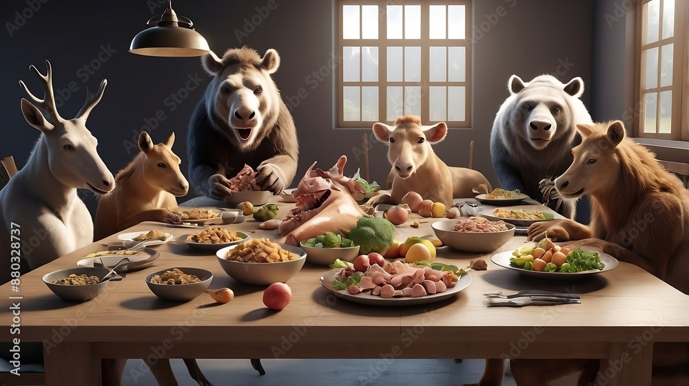 There are usually living animals and imaginary creatures that show a ...