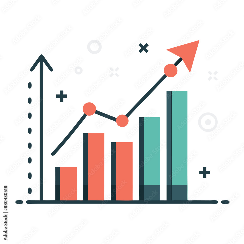 Graph diagram up icon, business growth success chart with arrow ...