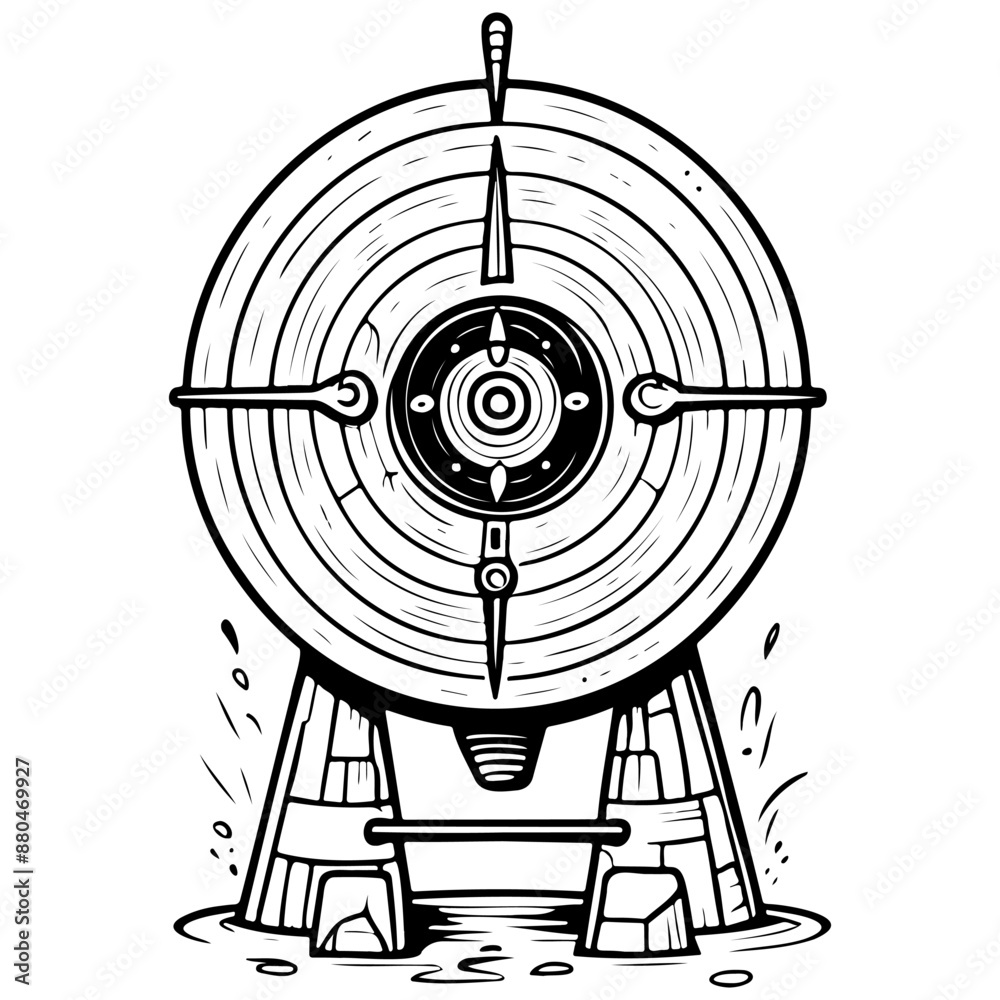 cartoon target hand drawn line illustration, transparent background ...