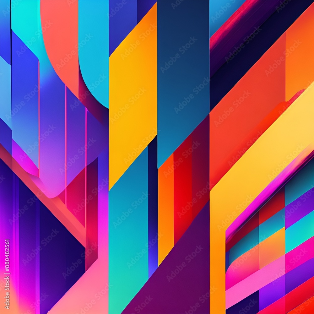 Vibrant color palette, abstract shapes, bold contrasting colors ...
