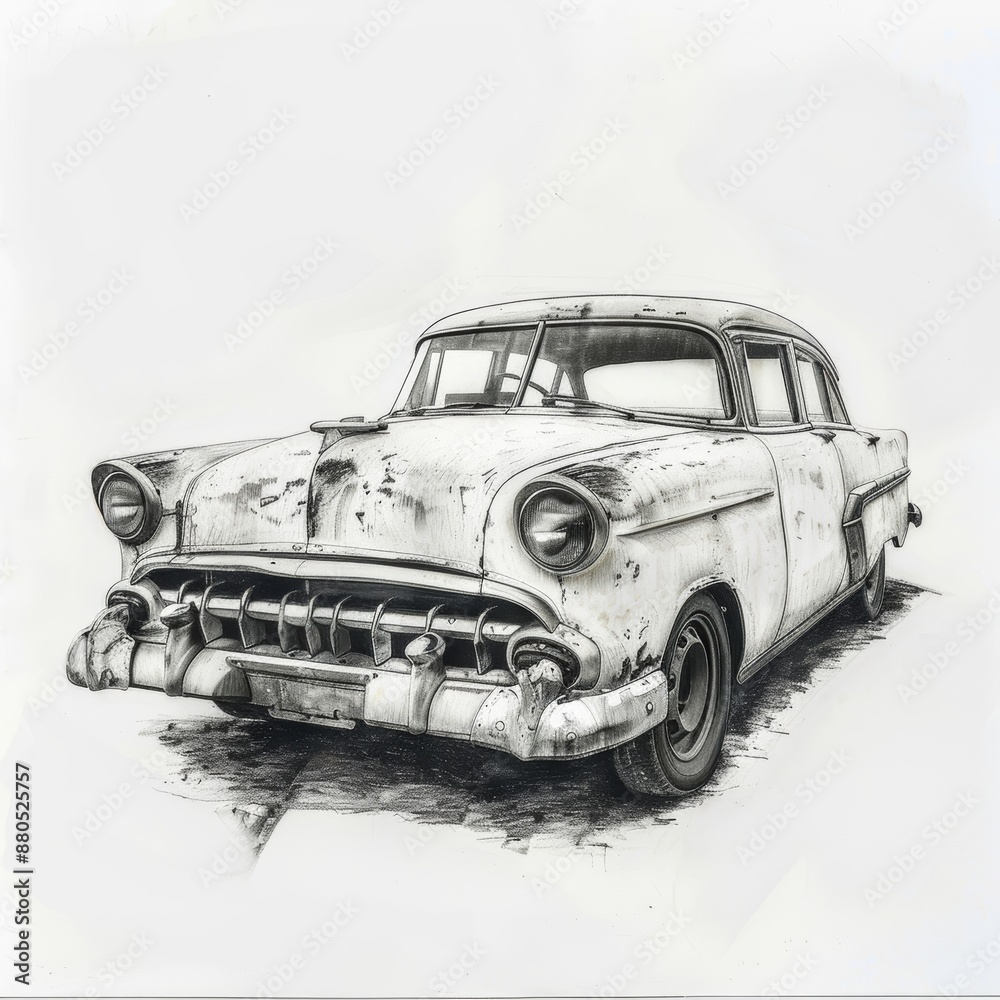 rough pencil drawing, icon, realistic, white background, of old ...