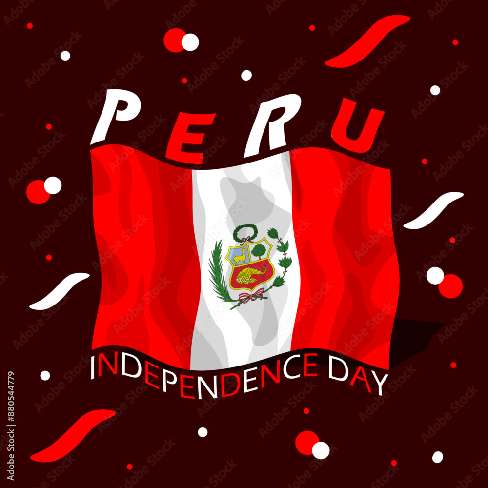 Peru Independence Day event banner. Peruvian flag flying with bold text ...