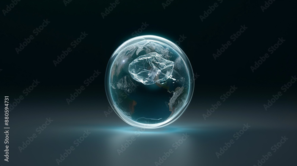 Conceptual artwork illustrating the greenhouse effect with Earth ...