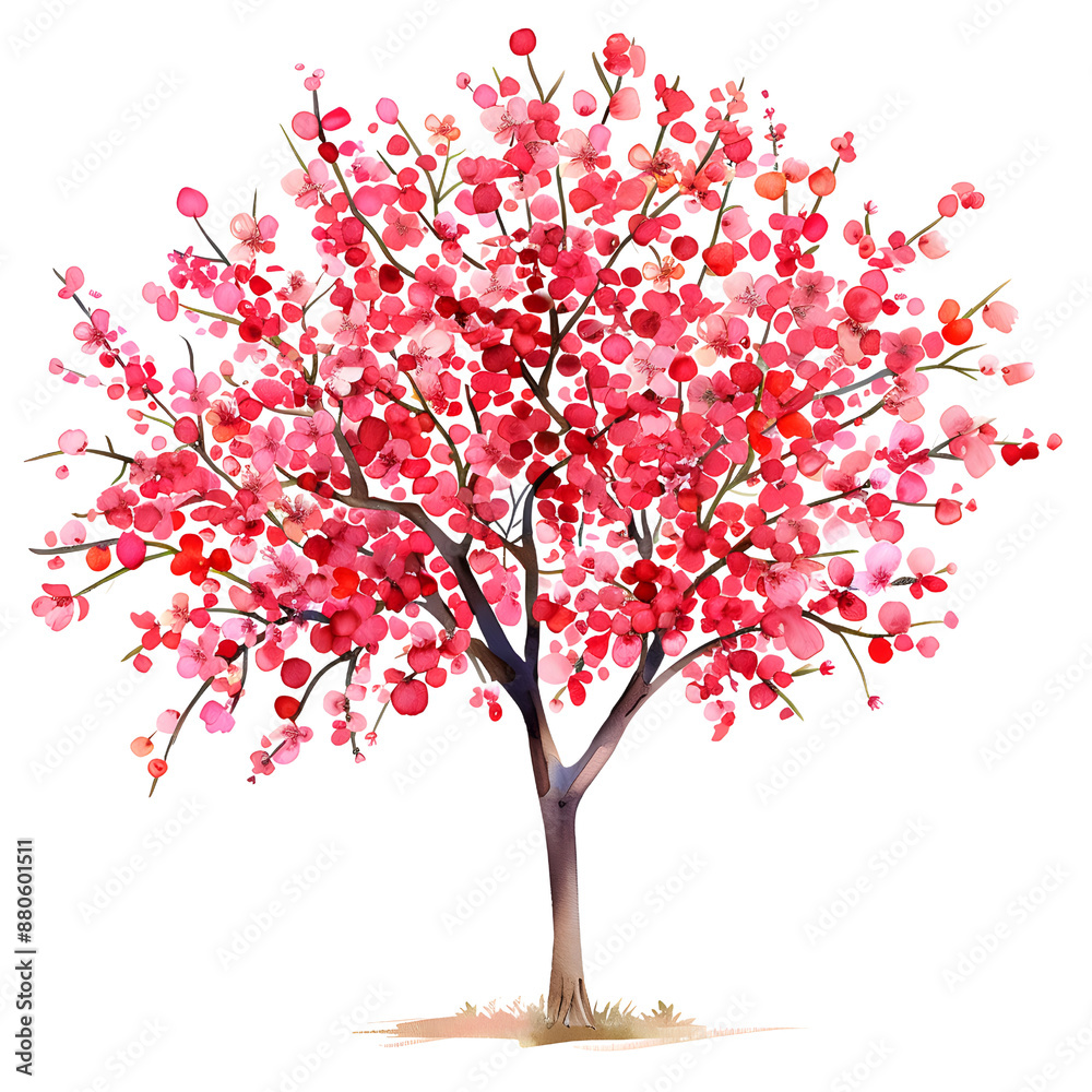 Trees front view, PNG, watercolor style vector tree, cherry plum tree ...