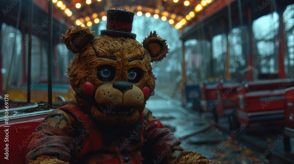 Freddy Fazbear's Spooky Adventure: Eerie Carnival Ride with Broken Cars ...