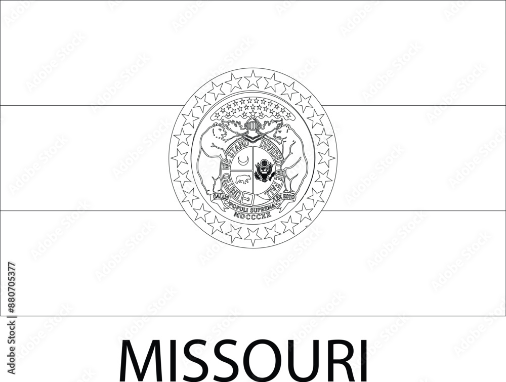 Missouri Flag, United States Flags, Black and White Image, Vector Image ...