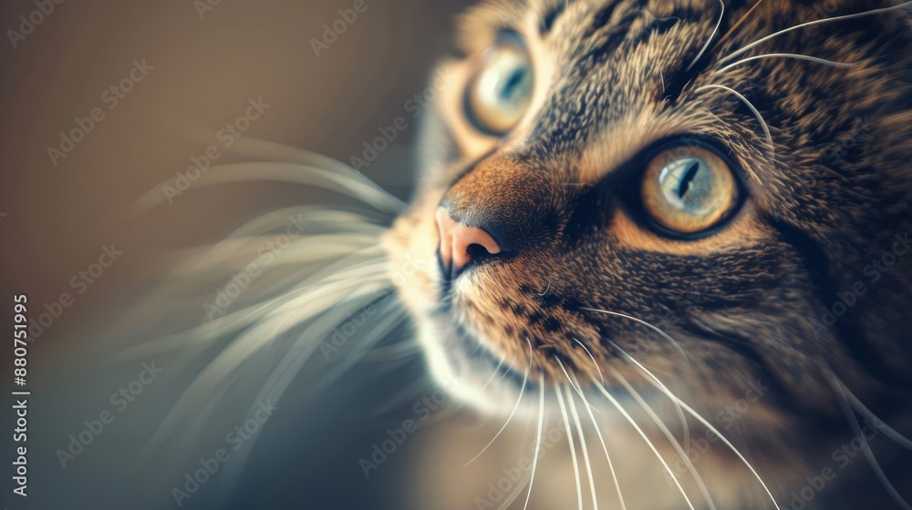 Mischievous Tabby Cat Sneakily Glancing at Captivating Online Banner ...