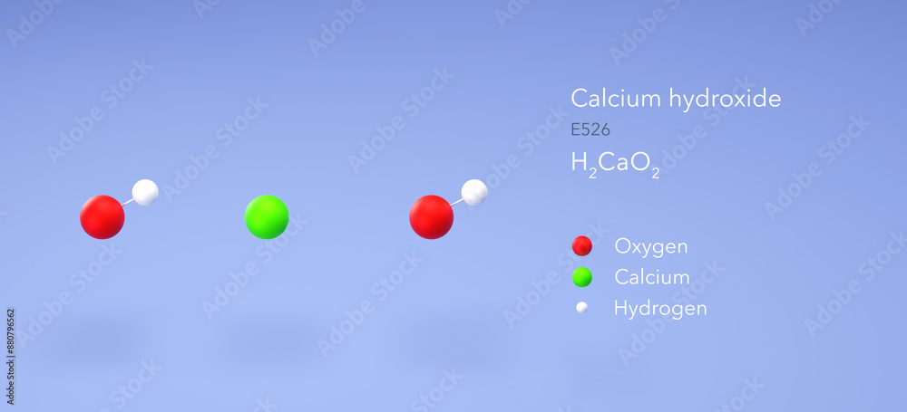 calcium hydroxide molecule, molecular structure, e526, 3d model ...