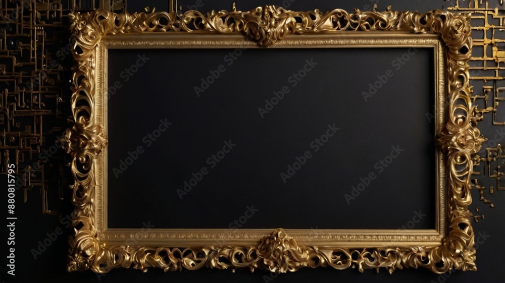 "Golden Elegance: A Rectangular Frame of Intricate Beauty" "A large ...