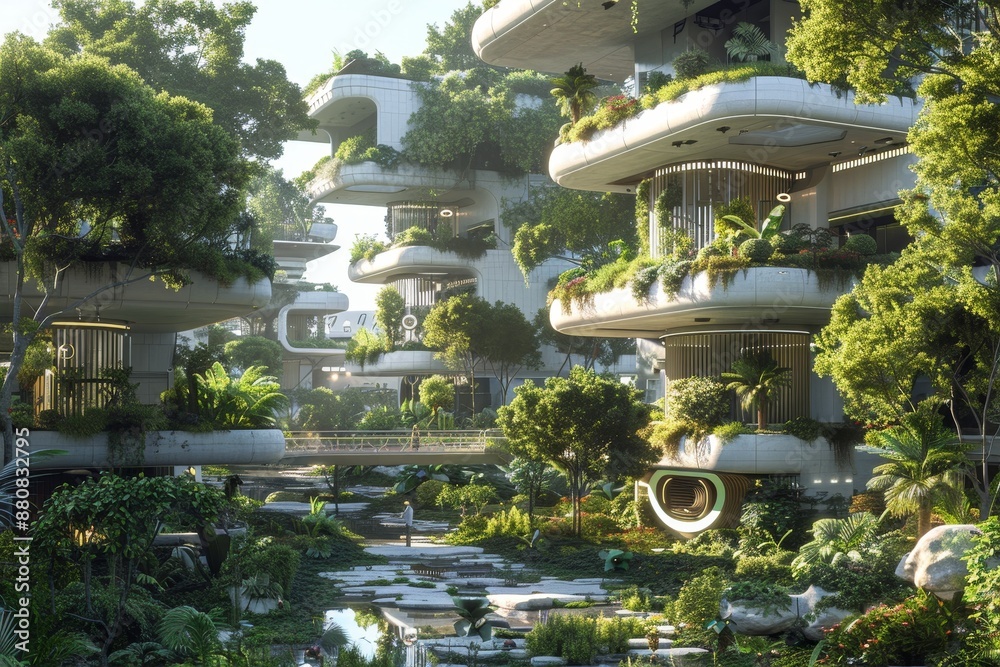 69 Futuristic urban residential complex with green tech, realistic ...