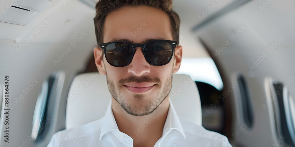 Successful Handsome Billionaire Businessman And Blogger Flying Private