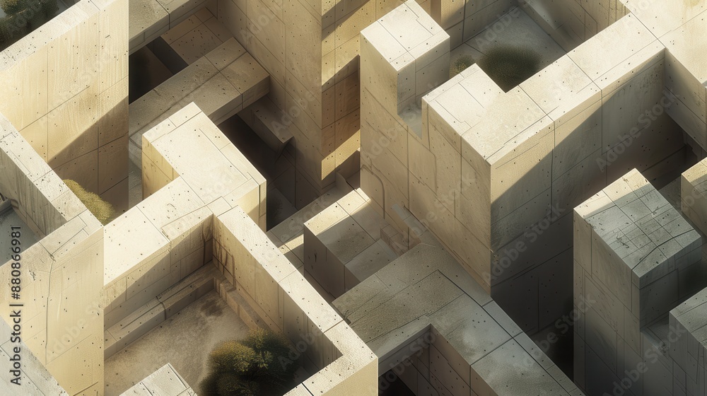 A 3D model of a minimalist engineering project, aerial view, featuring ...