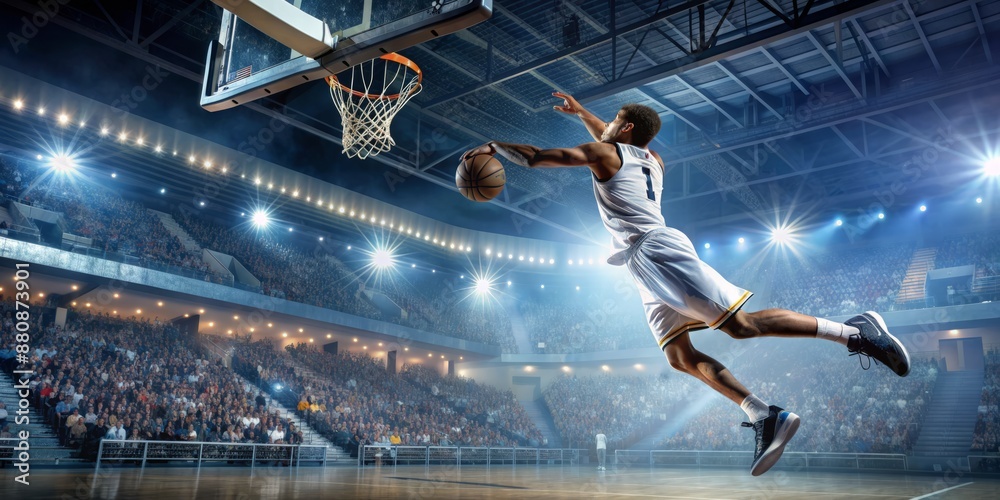 basketball professional team player running scoring ball over the hoop ...