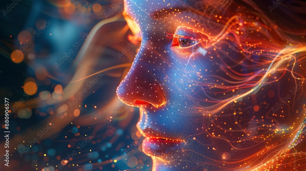 Abstract representation of digital twins technology with virtual ...