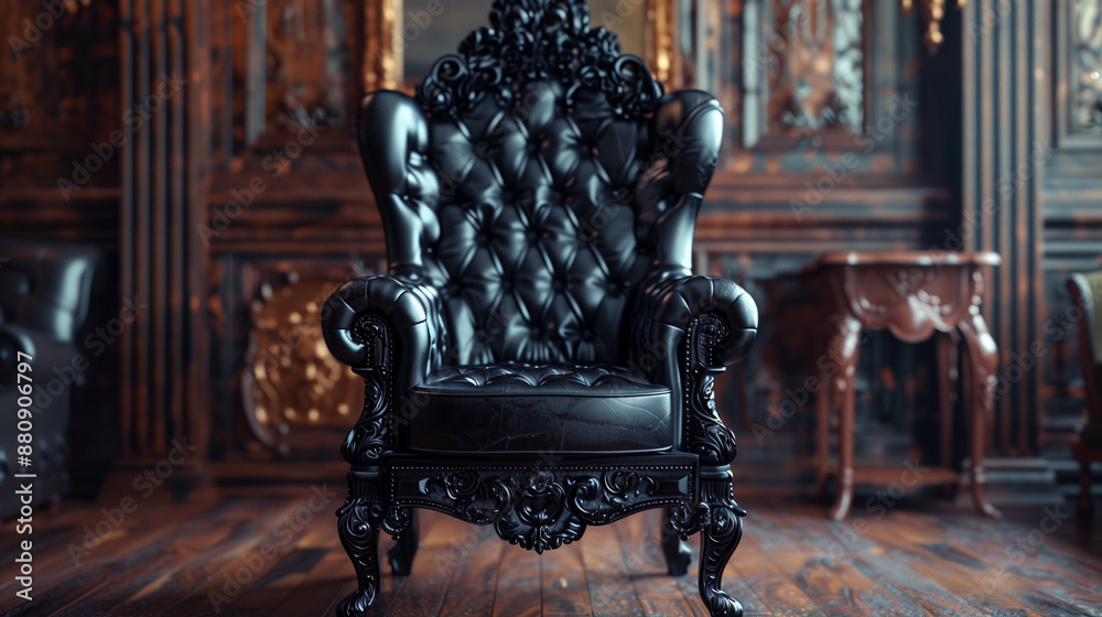 Black Gothic Throne Chair in traditional house, throne with intricate ...