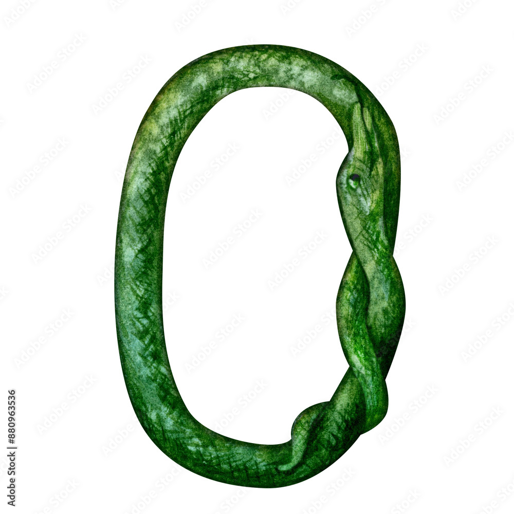 Number zero in the form of a green snake as a symbol of Happy Chinese ...