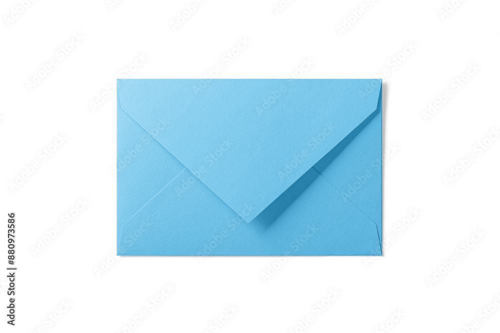 Blue paper envelope mockup isolated on a transparent background, PNG ...