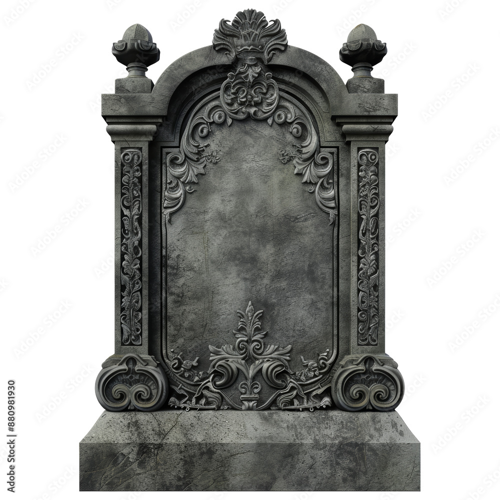 Ornate Gray Stone Cemetery Gravestone Stock Illustration | Adobe Stock