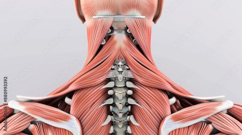 High-detail 3D model of the human scapula with surrounding muscles ...