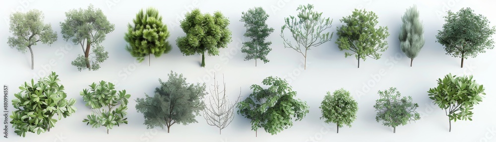 Stock-Illustration „Top View 3D Model Collection of 18 Different Trees ...