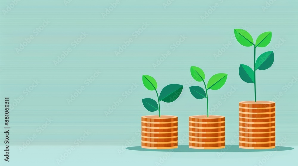 Financial growth flat design side view economic theme cartoon drawing ...