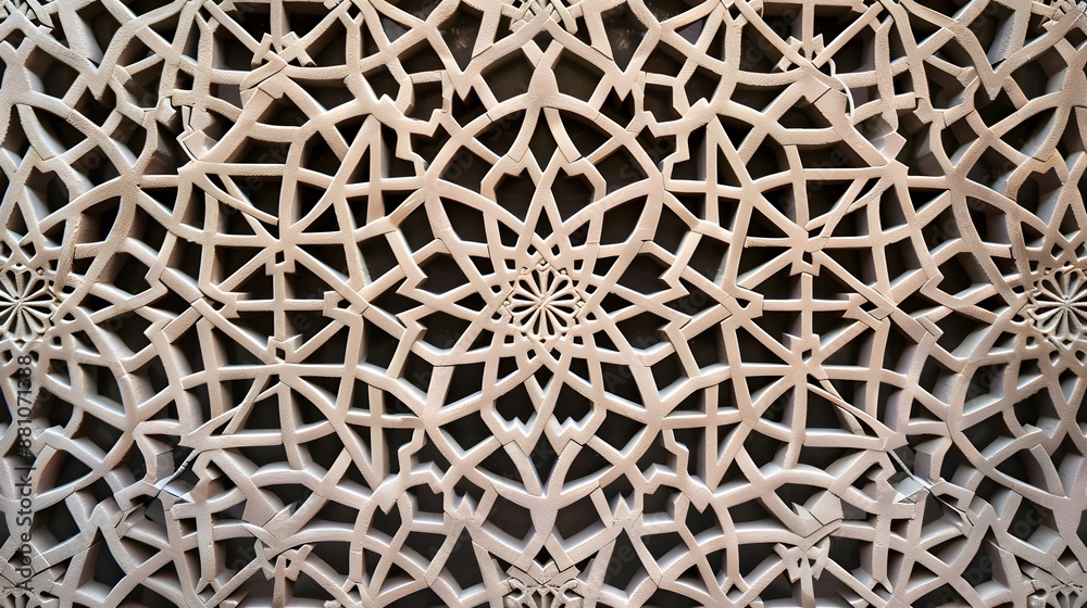 Beautiful 3d Creme and Black Islamic Art Pattern with Mashrabiya Screen ...